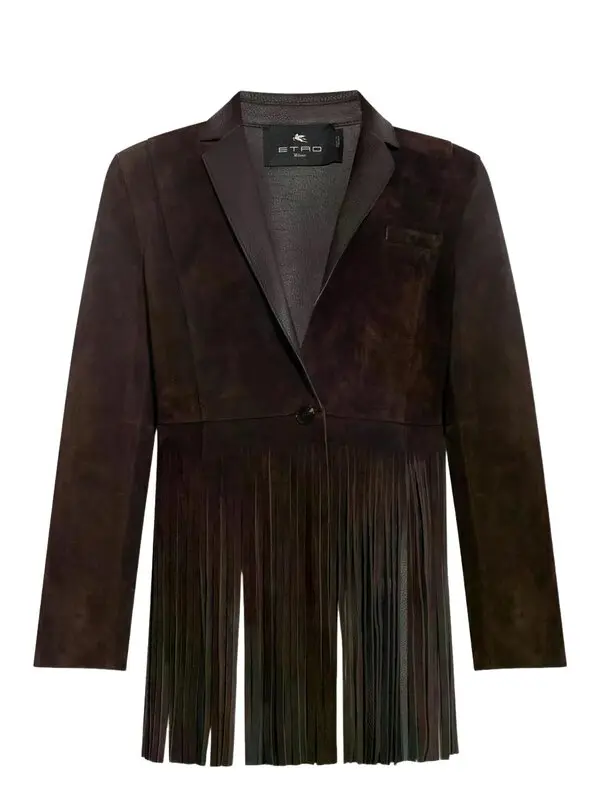 Etro Fringe-detail Suede Jacket - Brown