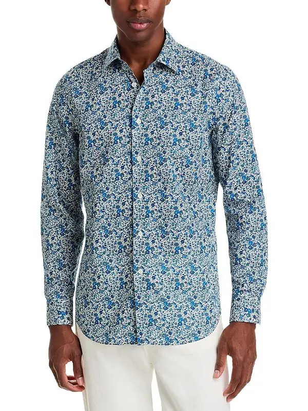 Paul Smith Tailored Floral Print Shirt - Light Blue