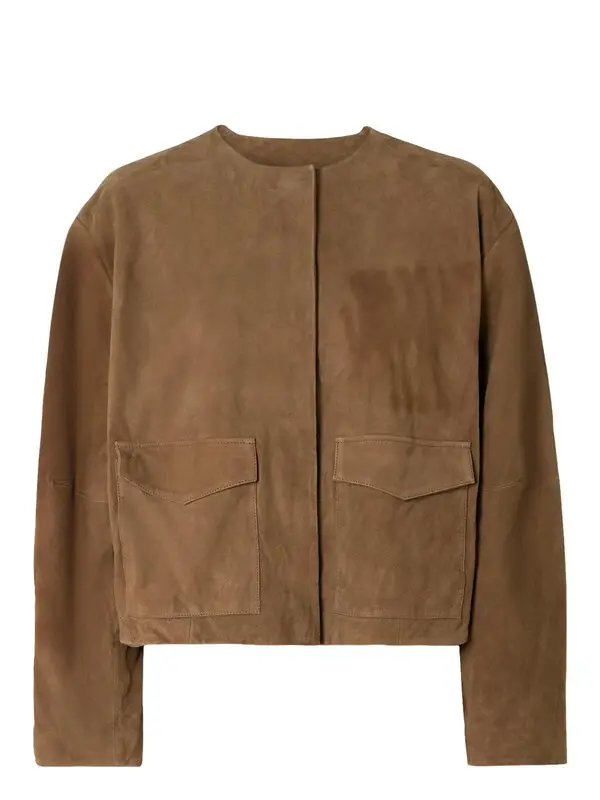 ST. AGNI Utility Cocoon Suede Jacket - Brown