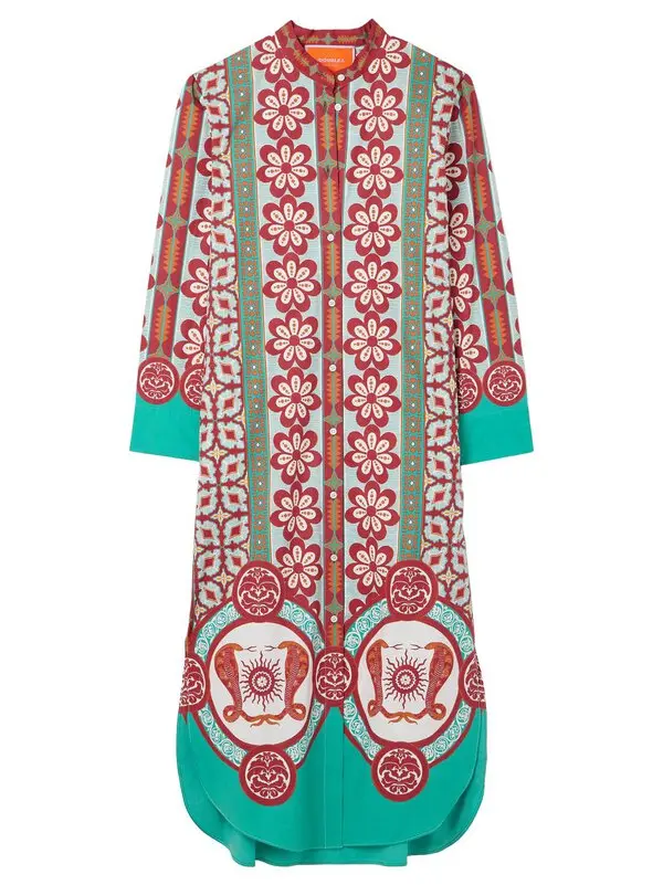 La DoubleJ Floral-print Cotton-poplin Midi Shirt Dress - Multi