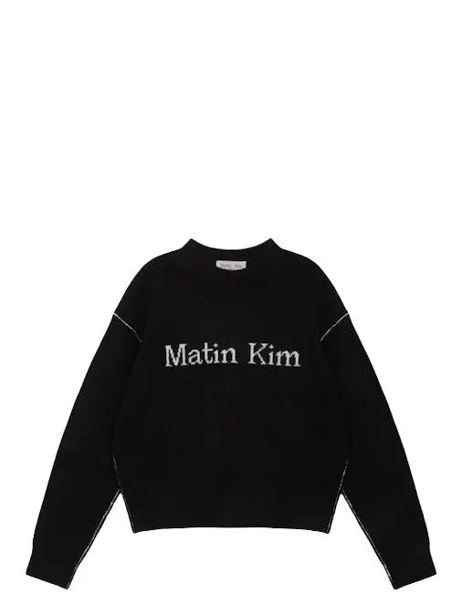 MATIN KIM Line Point Logo Knit Pullover - Black
