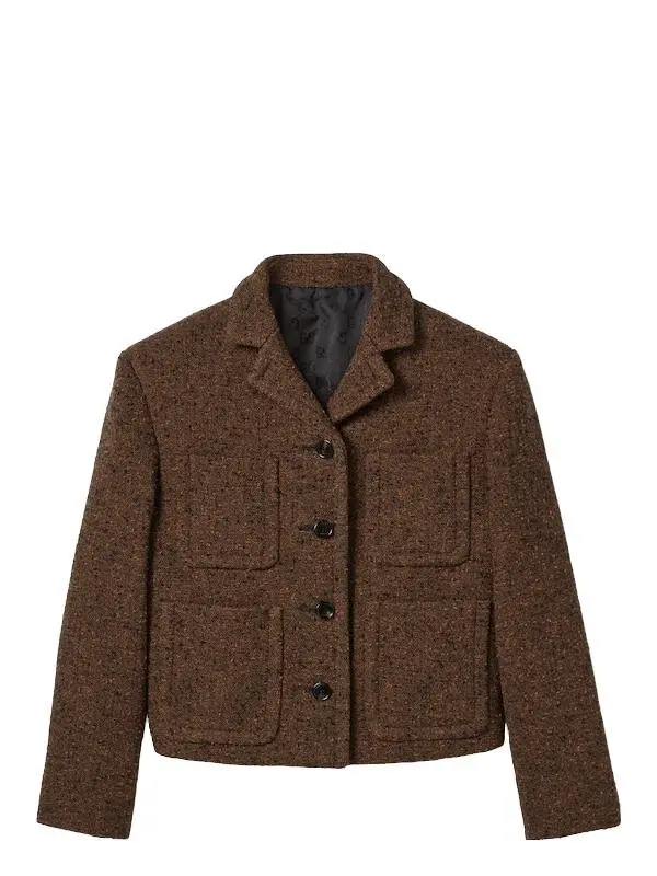 Gucci Seeded Wool Cropped Jacket - Brown
