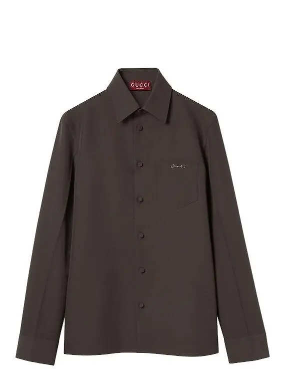Gucci Polyester Twill Shirt With Horsebit - Brown