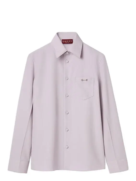 Gucci Wool Gabardine Shirt With Horsebit - Silver