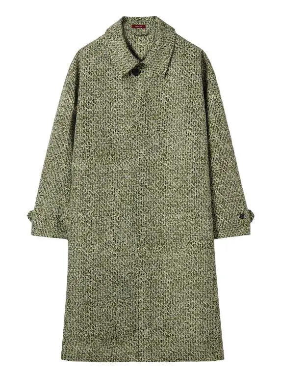 Gucci Bonded Poplin Long Coat With Bouclé Print - Green