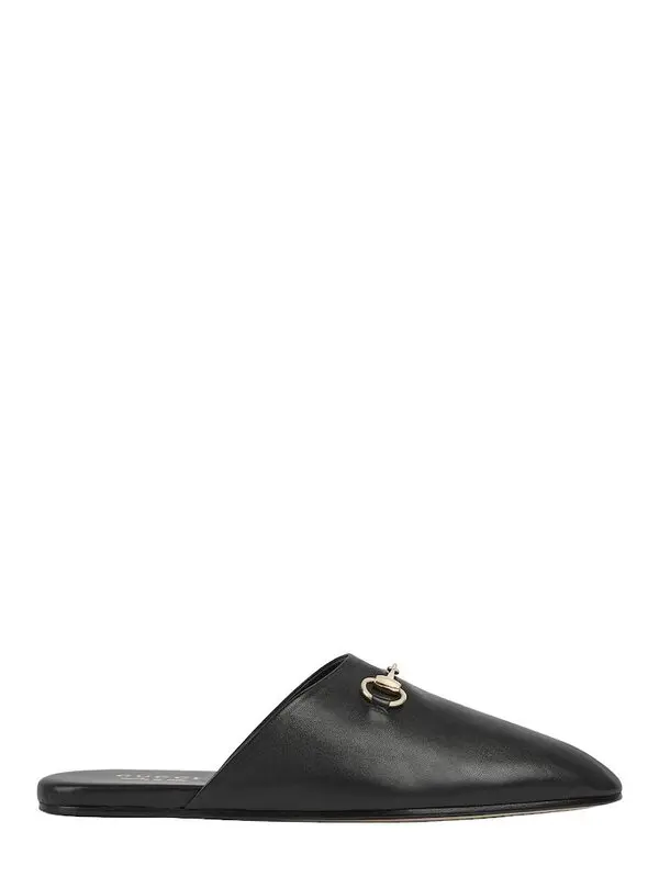 Gucci Leather Mule With Horsebit - Black