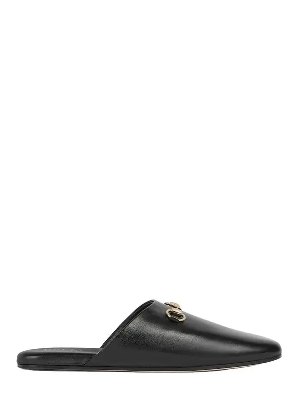 Gucci Leather Mule With Horsebit - Black