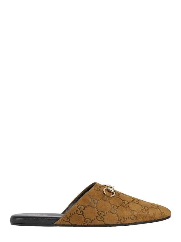 Gucci Suede Mule With Horsebit - Brown