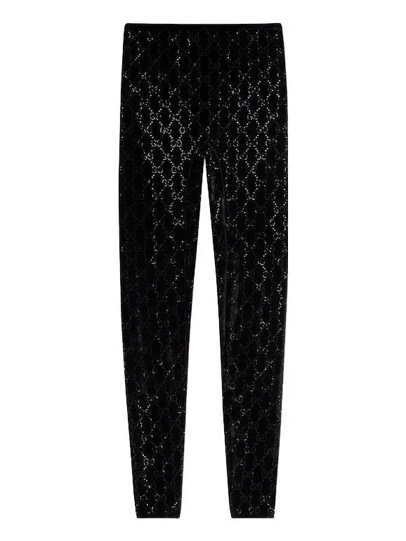 Gucci Gg Crystal Embroidered Leggings - Black