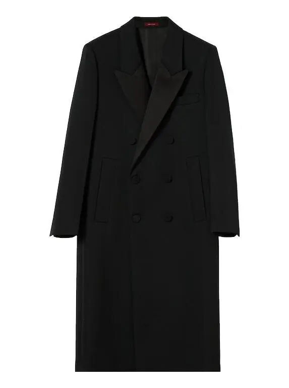 Gucci Double Wool And Satin Coat - Black