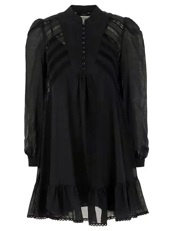 Max Mara Lace-insert Ruffled Mini Dress - Black