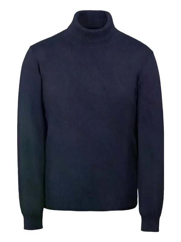 MOORER Roll-neck Sweater - Blue