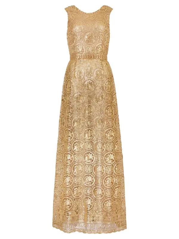 EMILIA WICKSTEAD Torres Foiled Guipure Lace Gown - Gold