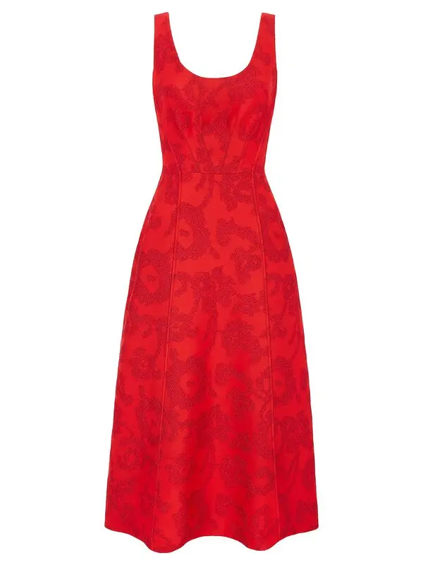 EMILIA WICKSTEAD Labrina Boucle Midi Dress - Red
