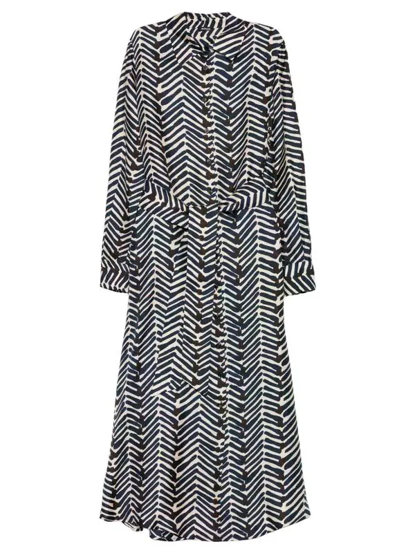 Kiton Geometric-print Belted Shirt Dress - Blue