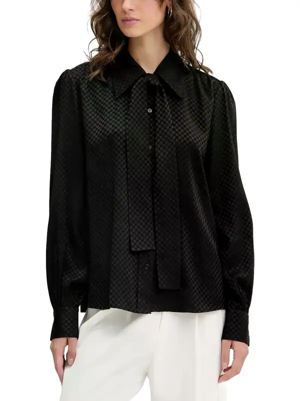 Hugo Checked Puff-sleeve Shirt - Black