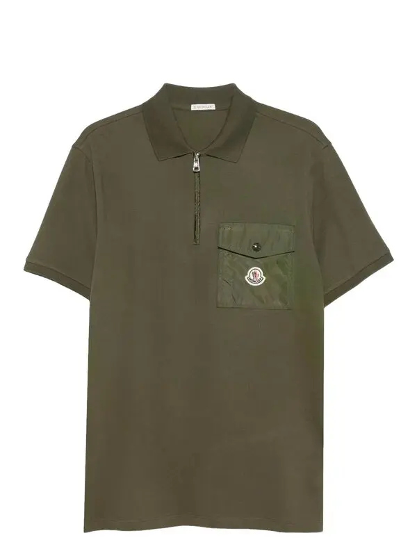 Moncler Piqué-weave Cotton Polo Shirt - Green
