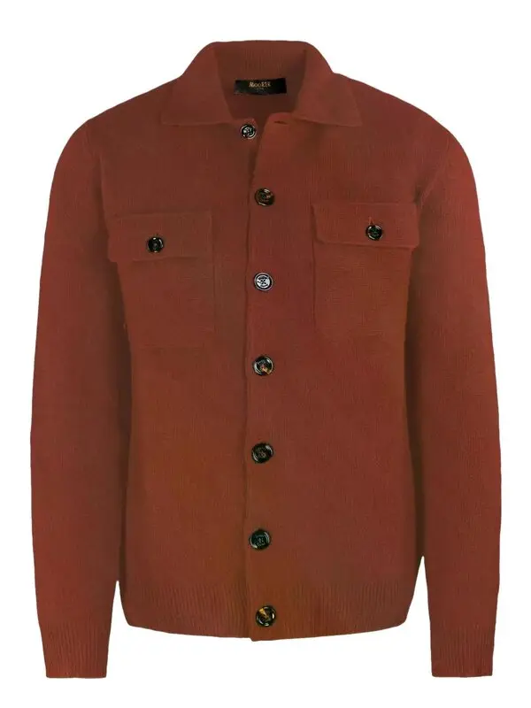 MOORER Button-up Knitted Shirt - Red