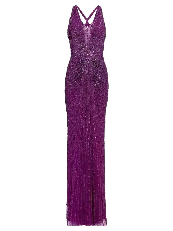 Jenny Packham Lana Sequin-embellished Maxi Dress - Purple