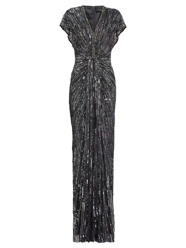 Jenny Packham Zola Sequin-embellished Maxi Dress - Grey