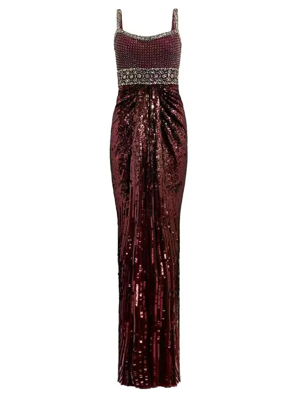 Jenny Packham Embellished Draped Maxi Dress - Pink