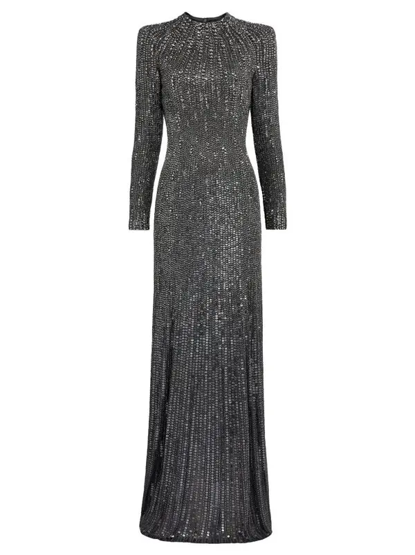 Jenny Packham Sequin-embellished Maxi Dress - Grey
