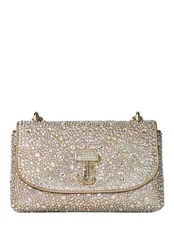 JIMMY CHOO Small Curve Embellished Chain Crossbody Bag - Gold