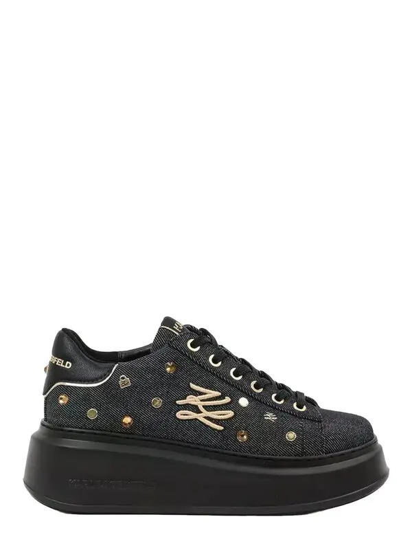 Karl Lagerfeld Denim Platform Sneakers - Black