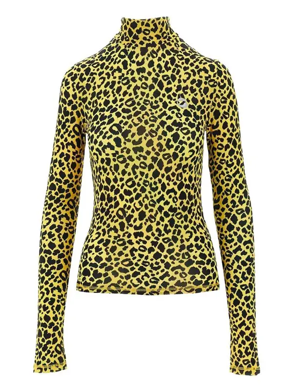 Coperni Leopard-print Turtleneck Top - Yellow