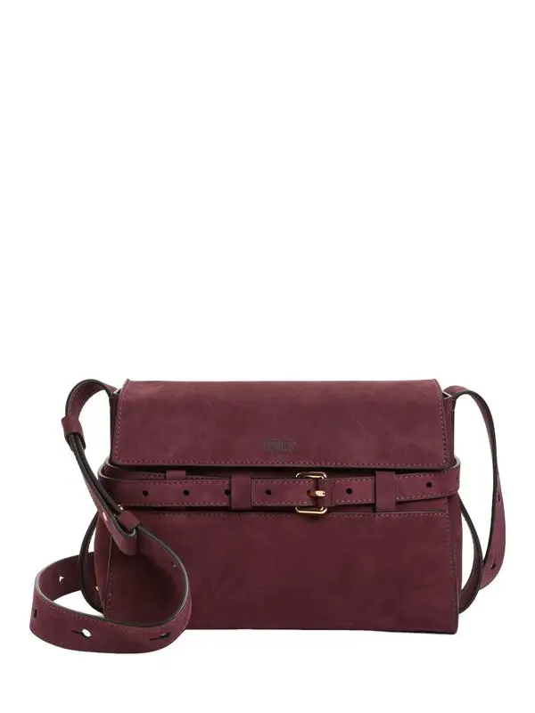 Moschino Tie Me Suede Shoulder Bag - Wine