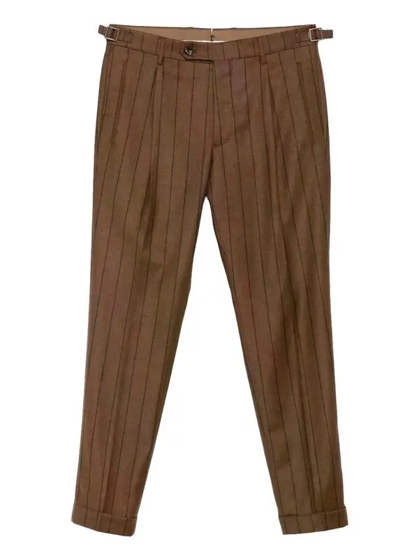 BERWICH Pinstripe Pleated Trousers - Brown