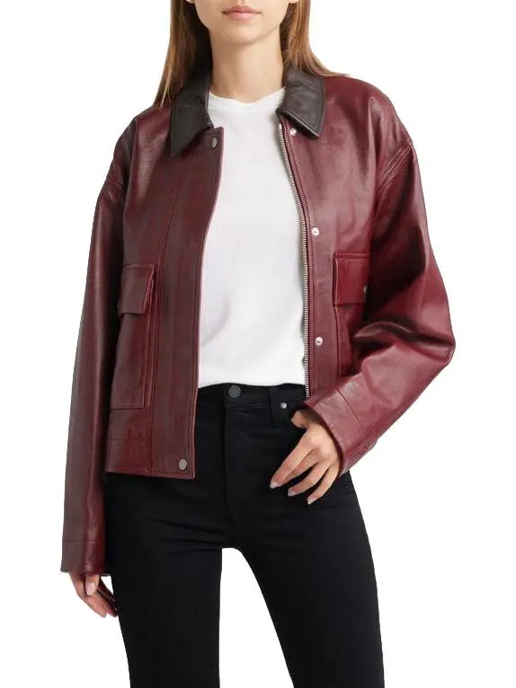 Rag & Bone Nonie Leather Jacket - Burgundy