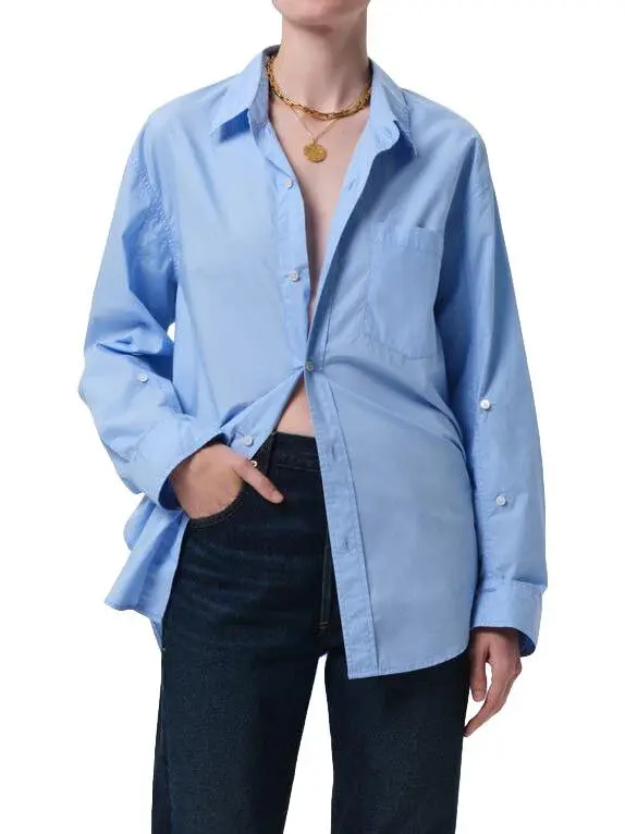 Citizens Of Humanity Oversize Poplin Kayla Button-up Shirt - Banker Blue Dk