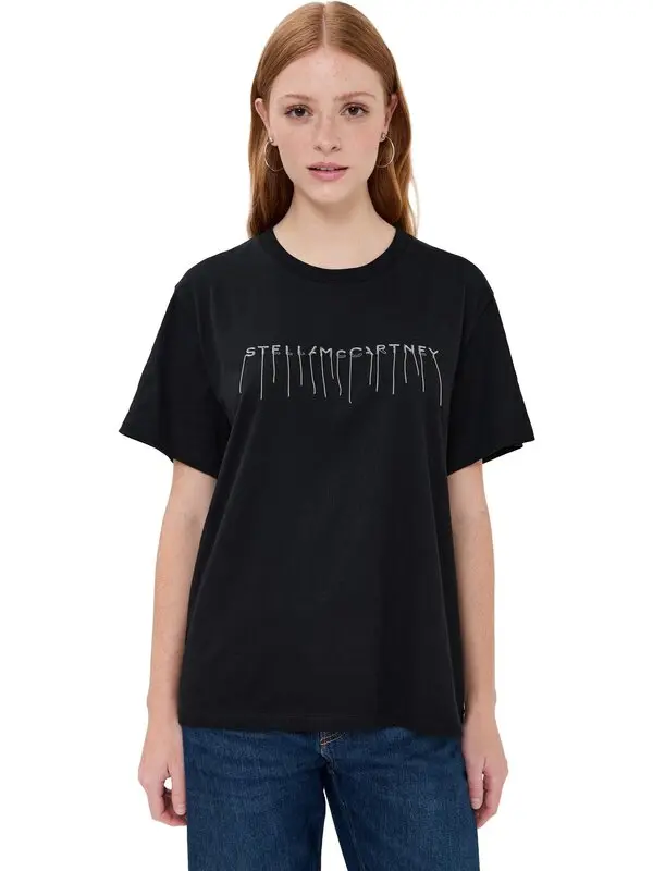 Stella McCartney Logo Embroidered T-shirt - Black