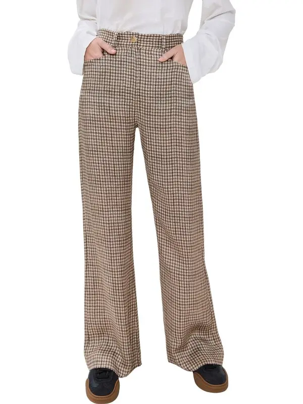 Acne Studios Plaid Print Fluid Twill Trousers - Beige