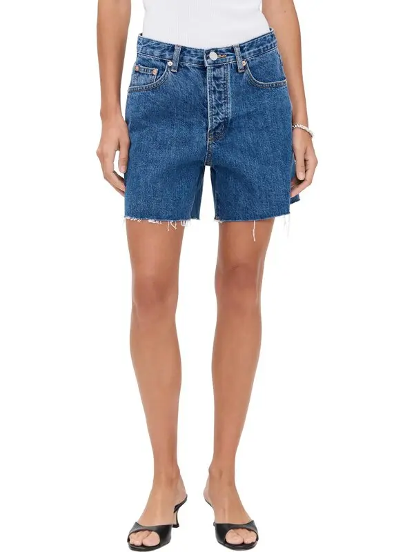 PARKE Long Baggy Denim Shorts - Medium Wash