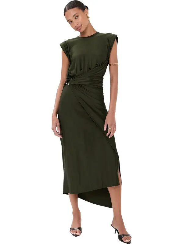 Rabanne Draped Midi Dress - New Khaki