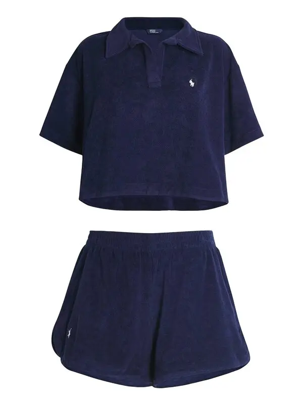 Polo Ralph Lauren Cotton Terry Shirt And Shorts Set - Navy