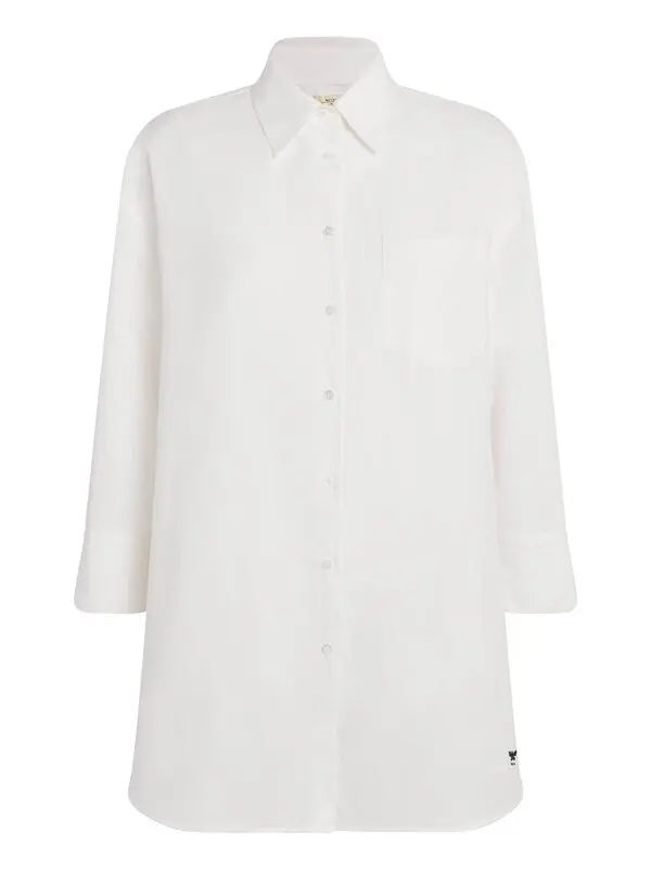 Max Mara Cotton Cropped-sleeve Oxford Shirt - White