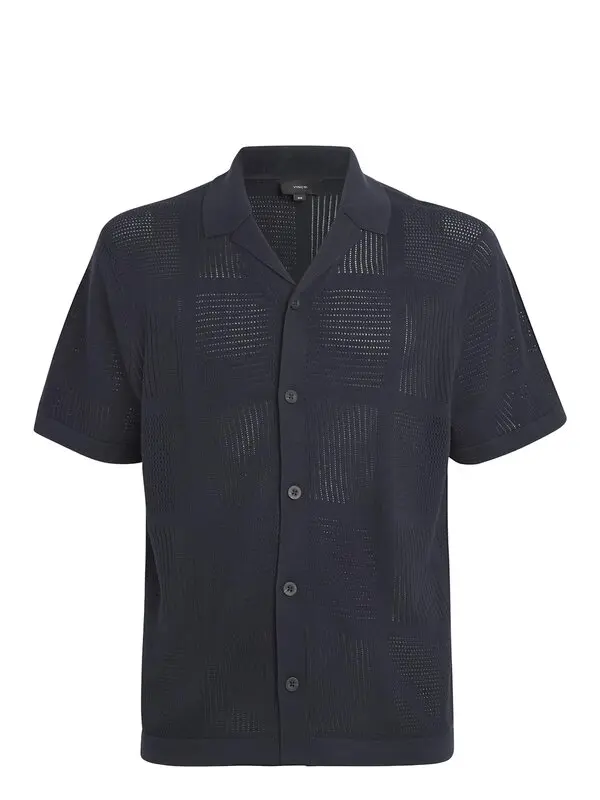 Vince Cotton Pointelle-knit Cabana Shirt - Navy