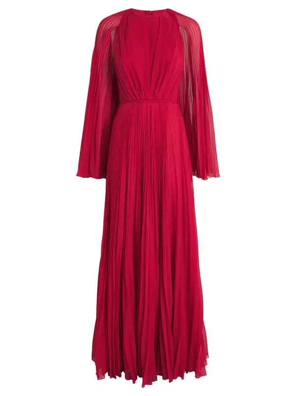 Giambattista Valli Silk-georgette Pleated Gown - Red