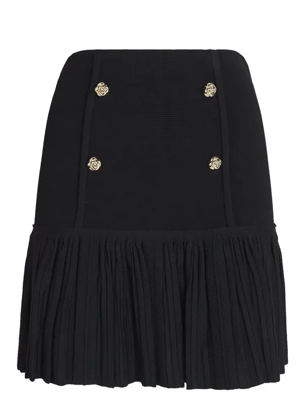 Sandro Knitted Buttoned Mini Skirt - Black
