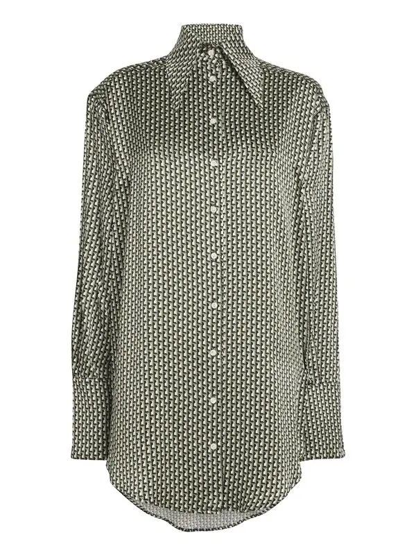 LAURA PITHARAS Geometric Print Silk Shirt - Green