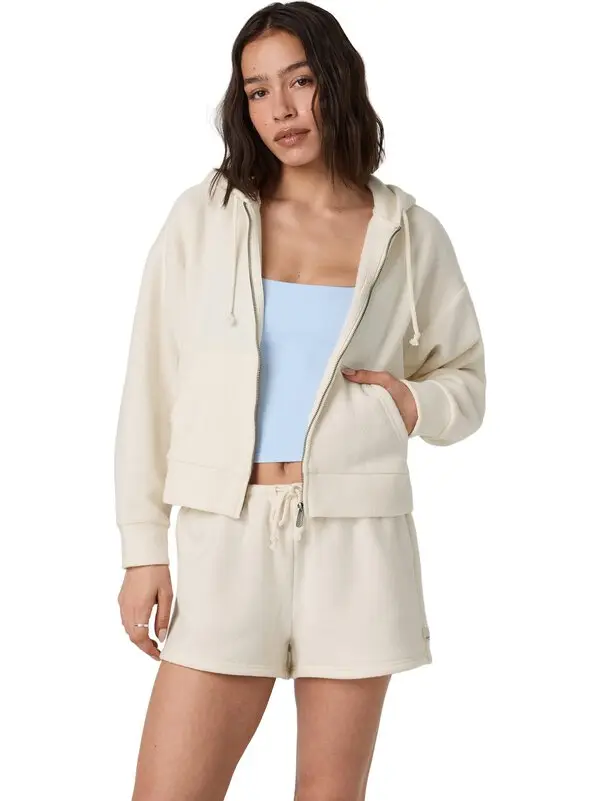 Vuori Beach Fleece Zip Up Jacket - Natural