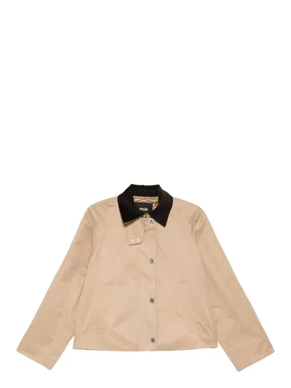 Maje Trimmed-collar Cotton-blend Jacket - Neutrals