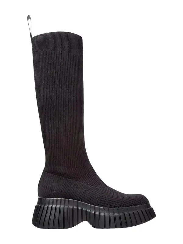 Camper Pix Bcn Ribbed-knit Boots - Black