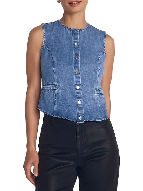 Bella Dahl Cropped Denim Vest - Medium Vintage Wash