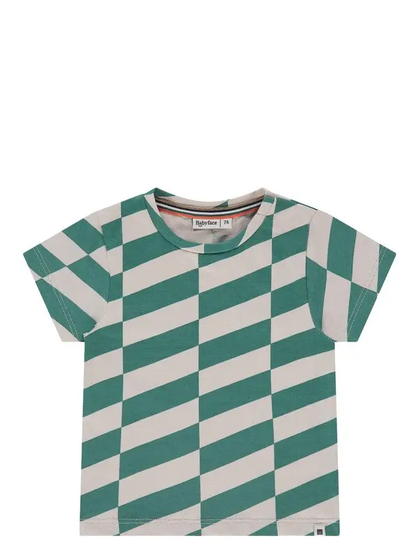 BABYFACE Asymmetrical Print Short Sleeve T-shirt - Green