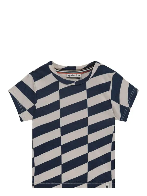 BABYFACE Asymmetrical Print Short Sleeve T-shirt - Navy