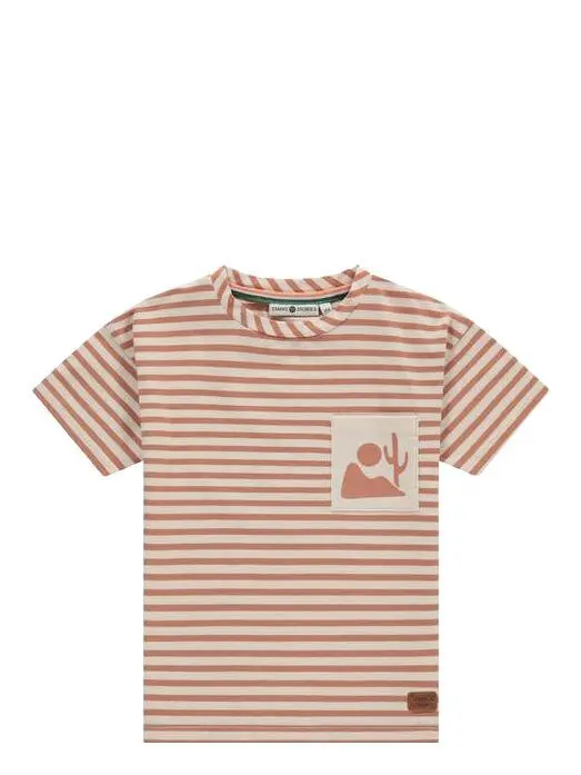 STAINS AND STORIES BY BABYFACE Striped Short Sleeve T-shirt With Pocket Accent - Canyon
